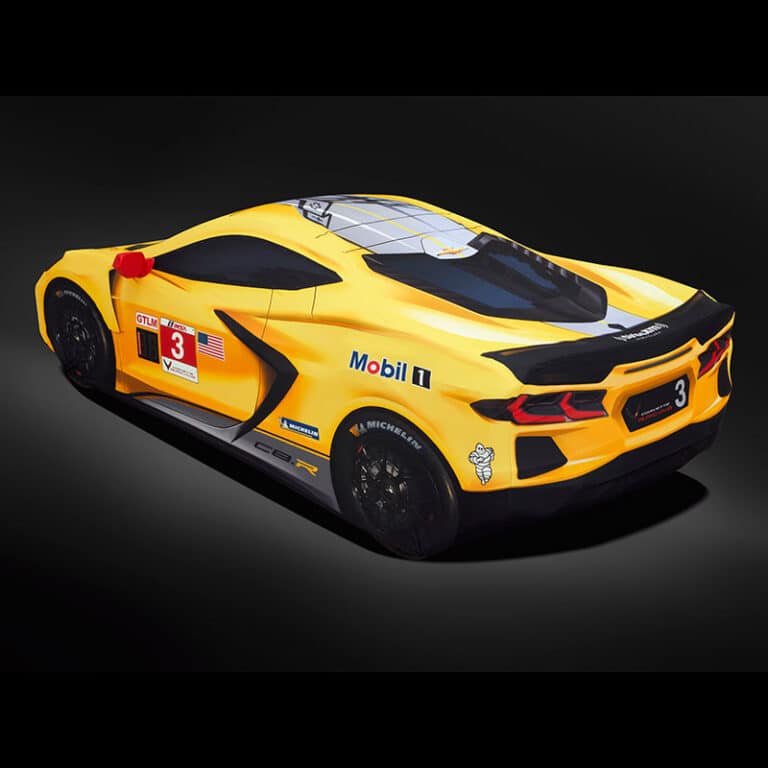 GM C8 Corvette C8R Rendered Yellow Car Cover - Corvette Garage