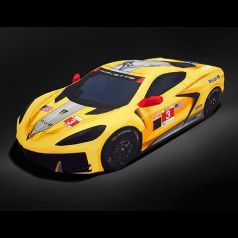 GM C8 Corvette C8R Rendered Yellow Car Cover - Corvette Garage